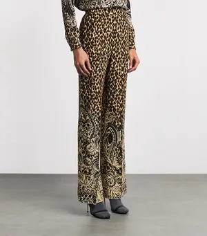 Etro Silk Leopard Print Paisley Trousers