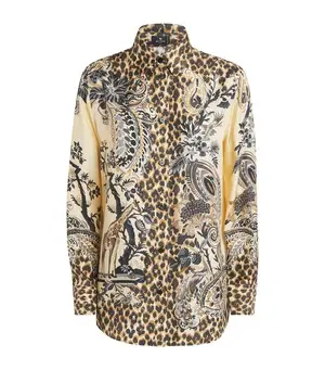 Etro Silk Leopard Shirt - Beige
