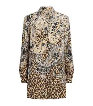 Etro Silk Leopard Shirt - Beige