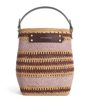 ANYA HINDMARCH Raffia Stripe Bucket Bag - Purple