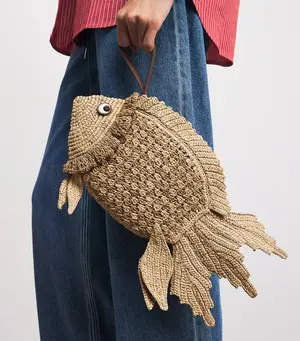 ANYA HINDMARCH Raffia Fish Clutch Bag