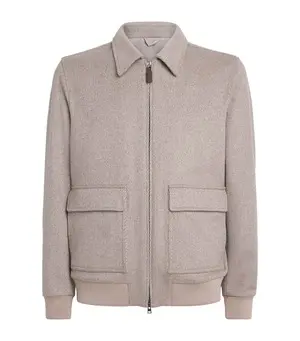 Herno Wool-cashmere Collar Bomber Jacket - Beige