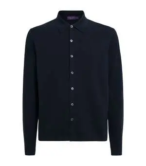 Ralph Lauren Purple Label Wool Polo Cardigan - Navy