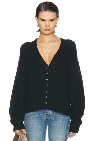 Khaite Axel Cashmere Cardigan In Grey - Charcoal
