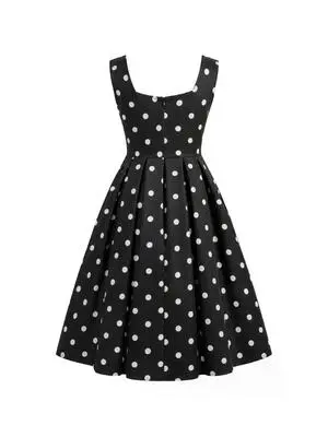 JENNE Polka-dot Pleated Midi Dress