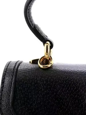 Gucci Ophidia Flap Top Handle Bag Leather Small Satchel - Black
