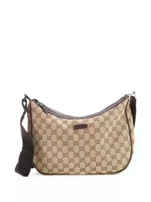 Gucci Saddle Zip Messenger Bag Gg Canvas With Leather Medium Crossbody Bag