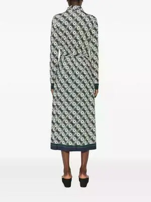 Casablanca Monogram Print Long Sleeve Midi Dress