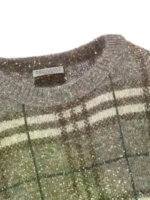 Brunello Cucinelli Dazzling Mohair Prince Of Wales Sweater - Brown