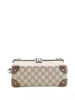 Gucci Bamboo Globe-trotter Vanity Case Gg Coated Canvas Satchel