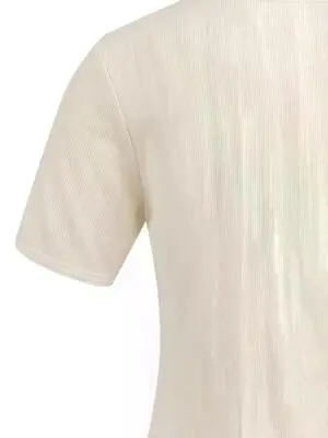 YAYA Ribbed Mesh-trim T-shirt