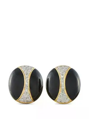 LB EXCLUSIVE Embelished Onyx And Diamond Earrings - Gold