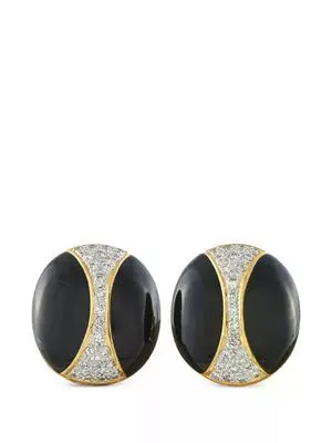 LB EXCLUSIVE Embellished Onyx And Diamond Earrings - Gold