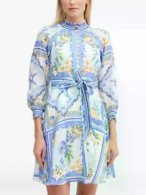 Hale Bob Lakelynn Floral-print Belted Mini Dress - Blue