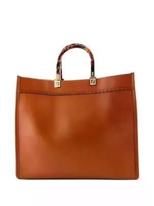 Fendi Sunshine Shopper Leather Medium Tote Bag - Brown