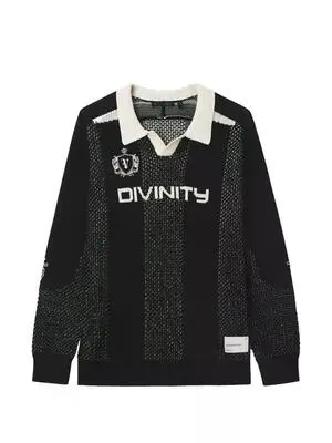 FIVE CM Logo-intarsia Open-collar Sweater - Black