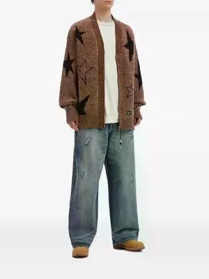 FIVE CM Star Intarsia Zip-up Cardigan