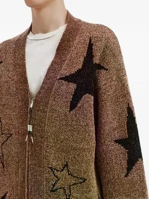 FIVE CM Star Intarsia Zip-up Cardigan