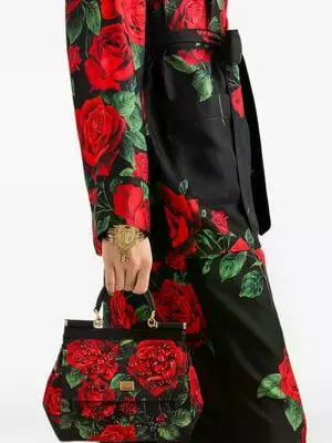 Dolce & Gabbana Medium Sicily Rose-print Crystal-embellished Tote Bag