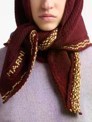 Marni Logo-intarsia Knitted Bandana Scarf