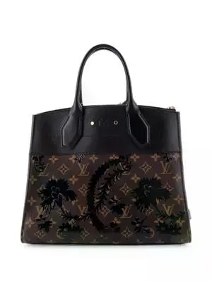 LOUIS VUITTON City Steamer Handbag Limited Edition Blossom Monogram Canvas And Leather Mm Tote Bag - Black