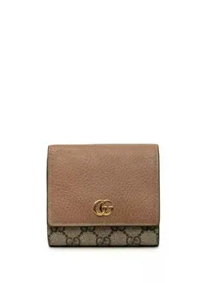 Gucci 2016-2026 Bicolor Gg Marmont Calfskin And Gg Supreme Bifold Wallet Small Wallets - Neutrals