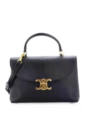 Celine Nino Top Handle Bag Leather Medium Satchel - Black
