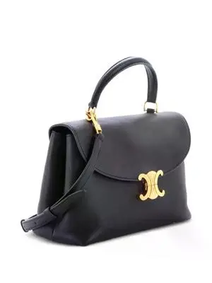 Celine Nino Top Handle Bag Leather Medium Satchel - Black