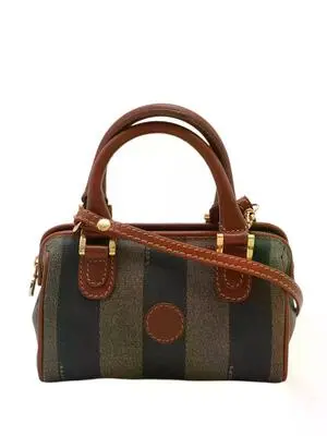 Fendi 20th Century Mini Pequin Coated Canvas Convertible Boston Bag Satchel - Brown