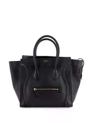 Celine Luggage Bag Smooth Leather Mini Tote Bag - Black