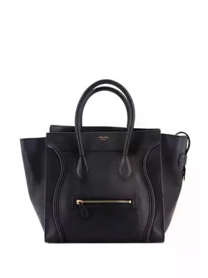 Celine Luggage Bag Smooth Leather Mini Tote - Black