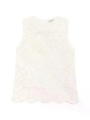 SEMICOUTURE Guipure-lace Sleeveless Top - Neutrals