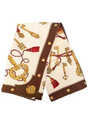 Hermès 2000-2026 Les Cles Silk Scarf 90 Scarves - Brown