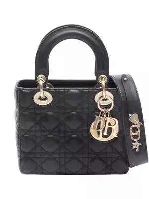 Dior 2010-2026 Small Lambskin Cannage My Abcdior Lady Satchel - Black