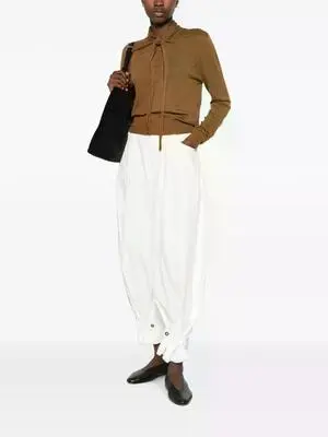 LAMRONS Pussy-bow Pointelle-knit Sweater - Brown