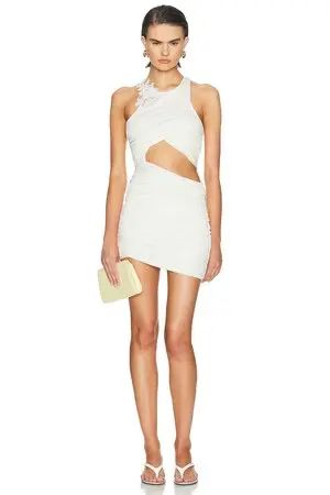 Christopher Esber Hibiscus Embroidered Fold Up Mini Dress