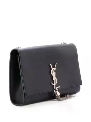 Saint Laurent Classic Monogram Tassel Leather Medium Crossbody Bag - Black