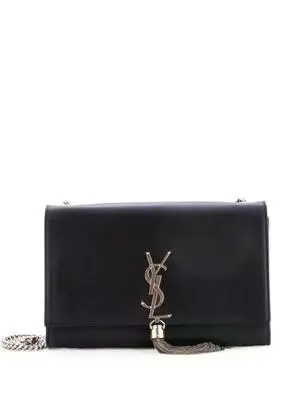 Saint Laurent Classic Monogram Tassel Leather Medium Crossbody Bag - Black