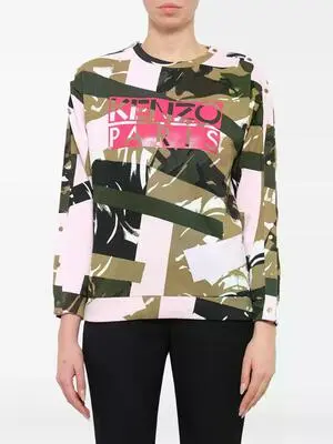 Kenzo Camouflage-print Logo-print Sweatshirt - Green