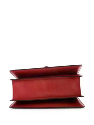 Gucci Queen Margaret Top Handle Bag Gg Coated Canvas With Leather Small Satchel - Red