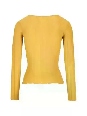 Saint Laurent Cassandre V-neck Top In Ribbed Silk