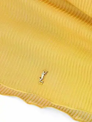 Saint Laurent Cassandre V-neck Top In Ribbed Silk