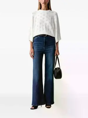 TWINSET Heart Pointelle Raglan-sleeve Sweater - White