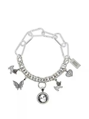 CHOPOVA LOWENA Tone Carabiner Link Necklace With Embellished Charms - Silver