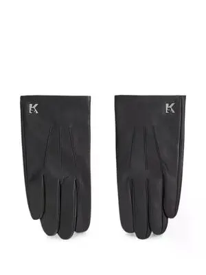 Karl Lagerfeld Logo-plaque Leather Gloves - Black