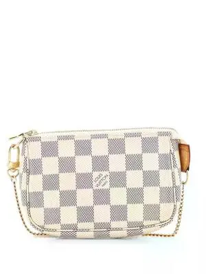 LOUIS VUITTON Pochette Accessoires Damier Mini Clutch Bag - White