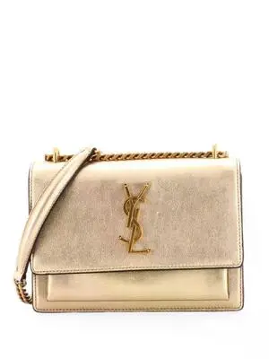 Saint Laurent Sunset Leather Small Crossbody Bag - Gold