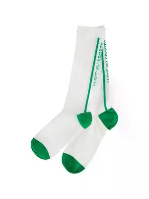 MARCCAIN Logo-intarsia Ribbed Socks - White