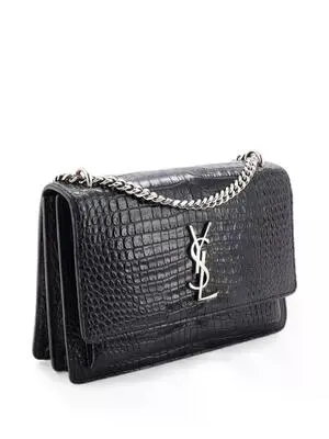Saint Laurent Sunset Crocodile Embossed Leather Medium Crossbody Bag