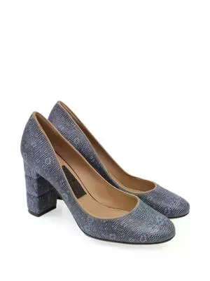 FERRAGAMO Lizard-embossed Block-heel Pumps